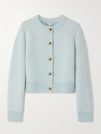 Bottega Veneta Cardigan En Bouclé De Laine Mélangée - Bleu