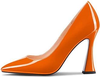 Castamere Femmes Aiguille Haut High Talon Heel Pointu Bout Slip-on Escarpins Sexy Dress Classique 10 CM Heels Orange 40 EU