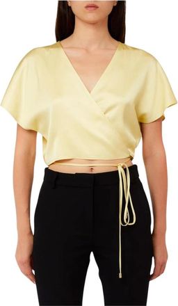 Liu Jo Femme, Blouses et Chemises, Jaune, Taille: 42 FR Satin Wrap Top