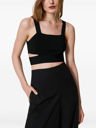 Twin-Set haut côtelé à découpes - Noir