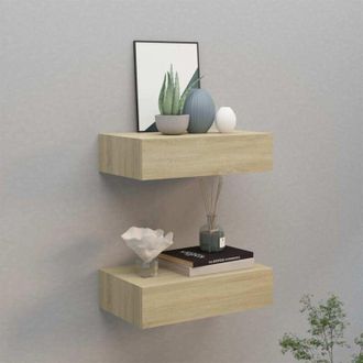 vidaXL Vidaxl - tag&egrave;res &agrave; tiroirs murales 2 pcs Ch&ecirc;ne 40x23,5x10 cm mdf