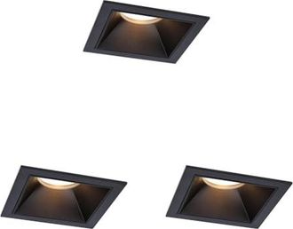 Paulmann 93127 LED Einbauleuchte 3-Step-Dim Cole IP44 eckig 88x88mm Coin 6W 470lm 230V 2700K Schwarz (Packung mit 3)
