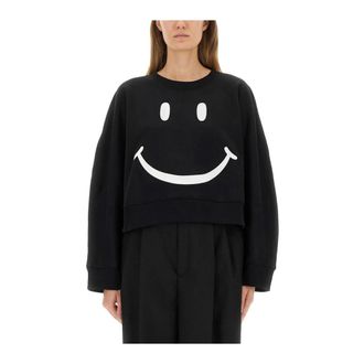 Moschino Smiley Face Cropped Sweatshirt - - Sweatshirts & Hoodies - Damen - Schwarzk - S