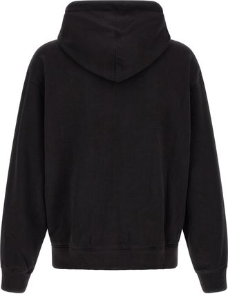 Dolce & Gabbana Logo-Embroidered Cotton Hoodie - Black