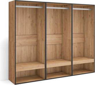 Skraut Home Offener Kleiderschrank, Kleidung, Schuhe, 180x145x35 cm, F&uuml;r Schlafzimmer, Zimmer, Garderobenschrank, Moderner Stil, Eiche - Skraut Home