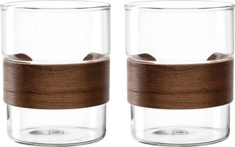 Leonardo NOVO LEGNO Teeglas - 2 Stück - 320 ml - Glas mit Holzspange - Teeglas - Becher für Heißgetränke - Alltagstauglich - Spülmaschinengeeignet - Becher für