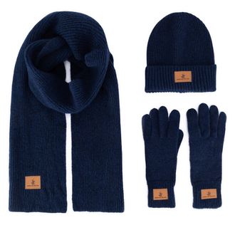 Beverly Hills Polo Club Set M&uuml;tze, Schal und Handschuhe Beverly Hills Polo Club BHPC-MC-001-AW24 Dunkelblau