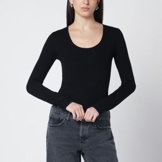 Toteme Black wool-blend knit top