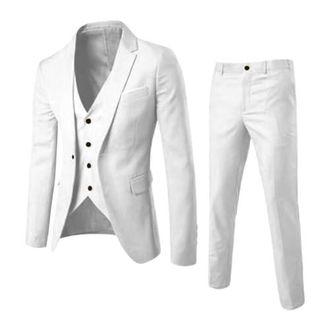 Generic Ensemble de costume pour homme - Coupe ajust&eacute;e - Solide - Formelle - Costume professionnel - Robe de mari&eacute;e - Groomsman Cblazer - Gilet Panto, 1 bouto