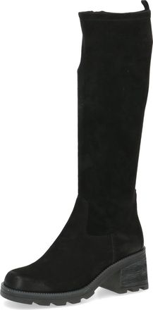Caprice Damen Hohe Stiefel mit Absatz Memotion aus Leder bis zum Knie Weite G, Schwarz (Black Comb), 38 EU