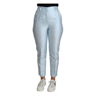 Dolce & Gabbana Seidenhose- verk&uuml;rzt- mit zulaufendem Bein - - Trousers - Damen - Blau - 2XS