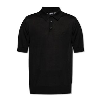 Dolce & Gabbana Seidenpolo mit gesticktem Logo - - Tops - Herren - Schwarzk - L