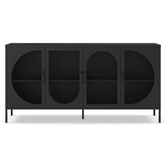 DRAWER Drawer - Buffet 4 portes en m&eacute;tal L160cm - Noir - Zio