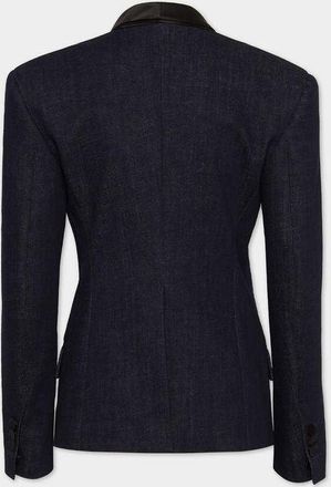 Dsquared2 Silk-Lapel Denim Blazer - Navy