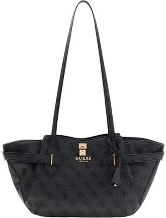 Guess sac &agrave; &eacute;paule Yesba Girlfriend Shoulder Satchel Bag Coal Logo gris fonc&eacute;