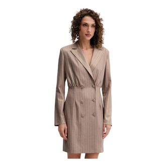Fracomina Gestreiftes Zweireiher-Kleid - - Dresses - Damen - Beige - XS