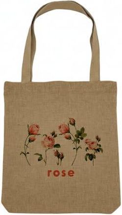 Fabulous Sac Shopping Tote Bag Aspect Lin - Rose Fleurs Minimaliste Chic Amour - Sac de Courses Toile Epaisse 360g Beige Naturel Cabas Port&eacute; Epaule Solide Impr
