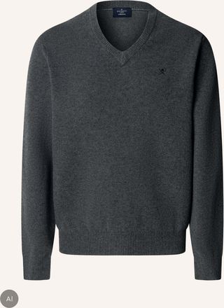 Hackett Pullover Lambswool V Neck grau