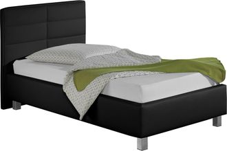 Loftscape home24 Polsterbett Parsberg II 100 x 200cm Kunstleder Schwarz/Schwarz