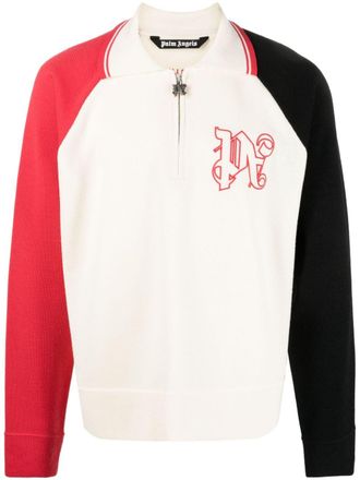 Palm Angels polo en maille &agrave; logo Racing - Blanc