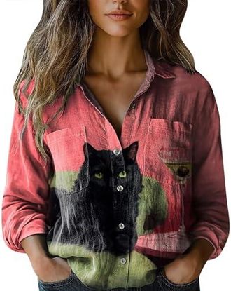 Generico Chemise Femme d&Eacute;t&eacute; D&eacute;contract&eacute;e Manches Longues Chemisier Coton Et Lin &Eacute;l&eacute;gant Grande Taille T Shirt Col en V Lumi&egrave;re Blouse Vintage Fantaisie avec Bo