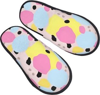 Generic G&eacute;om&eacute;trique Rose, Bleu Et Jaune Homme Femme Chaussons Peluche Pantoufles Respirantes Chaussures De Maison Pour Automne Ext&eacute;rieur Int&eacute;rieur L