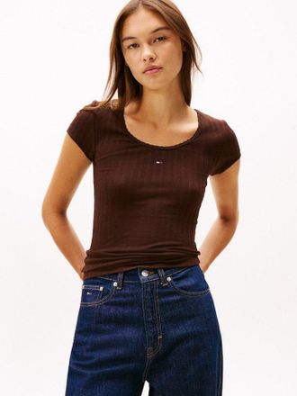 Tommy Jeans Kurzarmshirt TJW SLIM IRREGULAR RIB SS in gerippter Struktur