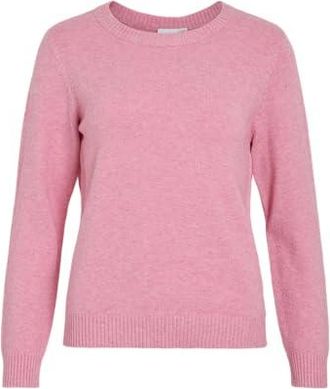 Vila Vila O-Neck Knit Top Viril Noos Haut tricoté à col Rond L/S, Sangria Sunset, M Femme