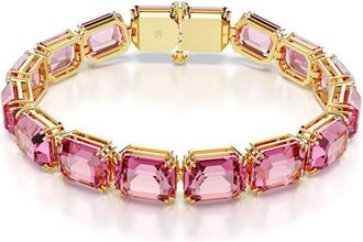 Swarovski Millenia Armband, Rosafarbenes, Vergoldetes Damenarmband mit Pinken Swarovski Kristallen