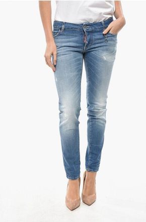 Dsquared2 Stretch Denim JENNIFER Jeans with Silver-Tone Monogram 14cm size 48