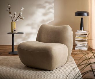 DELIFE Loungesessel Zena 75x85 cm Mikrofaser Beige Vintage, Cocktailsessel