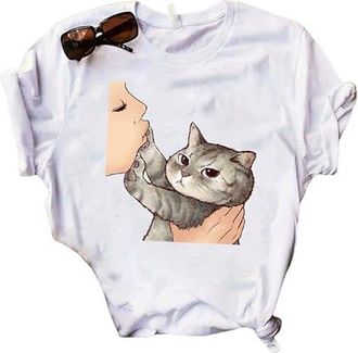 Keephen Maman Chat Maman Chien T-Shirts pour Femmes Patte de Chat Patte de Chien Impression 3D T-Shirt Manches Courtes Col Rond Animal de Compagnie Amoureux G