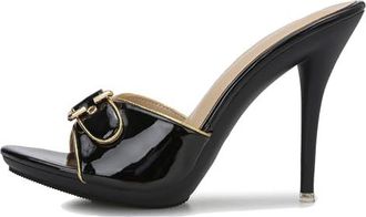 Miyoopark Mules sexy pour femme avec talon aiguille Mule d&eacute;t&eacute;, T13 noir dor&eacute;, 40 EU