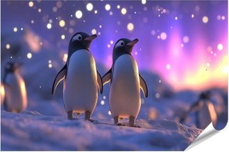 Islandburner Prime Bild Poster Pinguine im magischen Winterlicht Premium Bilder Fotodruck