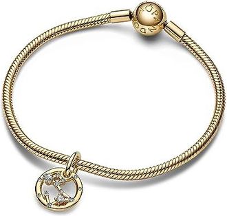 Pandora Pandora Moments Charm pendant Zodiaque Poissons en métal plaqué or 14 carats avec zircones cubiques transparentes