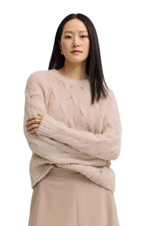 Bugatti Damen Pullover Rundhals W9883-85559 Grobstrick Rundhalsausschnitt Zopf-Muster warm weich stylisch Herbst Winter