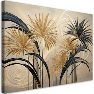 Feeby Leinwand Bilder - Bl&auml;tter Pflanzen Abstrakt - Canvas 60x40 cm - Deko Wohnzimmer - Wandbilder Schlafzimmer - Deko Aesthetic - Wand Deko - Leinwand Gro&szlig;