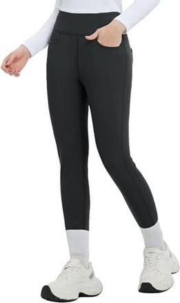 Baleaf Legging doubl&eacute; en polaire avec poches pour femme - Chaud - Taille haute - Pantalon de course &agrave; pied, entra&icirc;nement, gym, yoga, Noir, XS