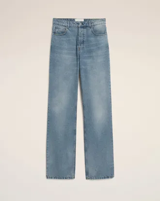 Ami Jean Bleu Coupe Large en Coton Bleu Used - 26 - Homme