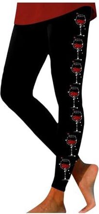 Generic Legging de No&euml;l pour femme, legging de compression taille haute, pantalon dentra&icirc;nement de No&euml;l, pantalon de yoga, pantalon de sport pour femme, Noir,