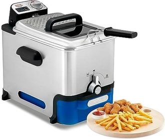T-fal Oleoclean Pro Inox & Design Fritteuse, 2300W, Kapazit&auml;t 1,2 Kg, Herausnehmbarer &Ouml;lbeh&auml;lter, Automatische &Ouml;l/Fett Filterung, Timer, Thermostat, 3.5 L, 
