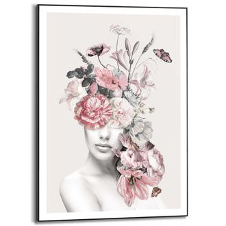 Reinders Gerahmtes Bild, Blumenfrau, Wohnzimmer, Bilder, Wanddeko, Room Decor, MDF, Rosa, 70 x 50