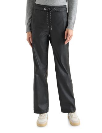 Cecil Beschichtete Wide Leg Hose Black M