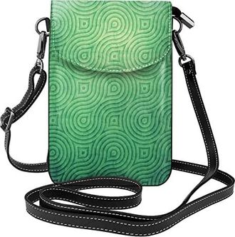 IUBBKI Sac à main pour téléphone portable à texture courbe verte - Petit portefeuille en cuir à bandoulière pour femmes Sac à bandoulière Sac à main Carte Co