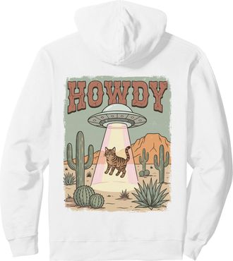 Image UFO Howdy Desert Tabby Cat Pullover Hoodie