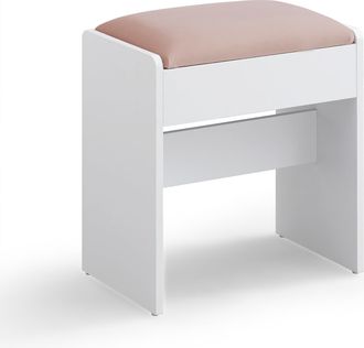 Vasagle Kailyn Kollektion - Hocker Schminktisch, Sitzhocker gepolstert, Makeup-Hocker aus Samt, mit rutschfesten Fu&szlig;pads, f&uuml;r Verschiedene R&auml;ume, mattwei&szlig;-pas