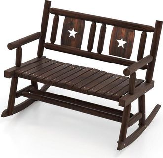 Costway Banc &agrave; Bascule de Jardin en Bois Massif de Sapin,Chaise &agrave; Bascule &agrave; 2 Places Charge 320 KG(Style 2)
