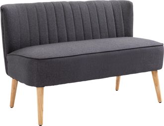 HOMCOM Sofa 2 Sitzer Couch, Kleine Loveseat mit Leinen-Optik Modern Polstersofa f&uuml;r Wohnzimmer, Schlafzimmer, kleinen Raum, Dunkelgrau 117 x 56,5 x 77 cm