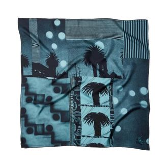 Versace Foulard 90x90 Twill de Soie Imprim&eacute; Sunset Palms - Femme - Accessoires - Multicolore - Taille: ONE Size