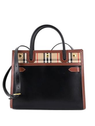 Burberry Kleine Title Two Handle Tote Bag mit Vintage Check - Schwarz